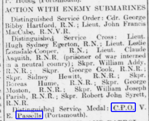 DSM Edward Victor Passells (AKA Victor Edward) - Sailors, navies and ...