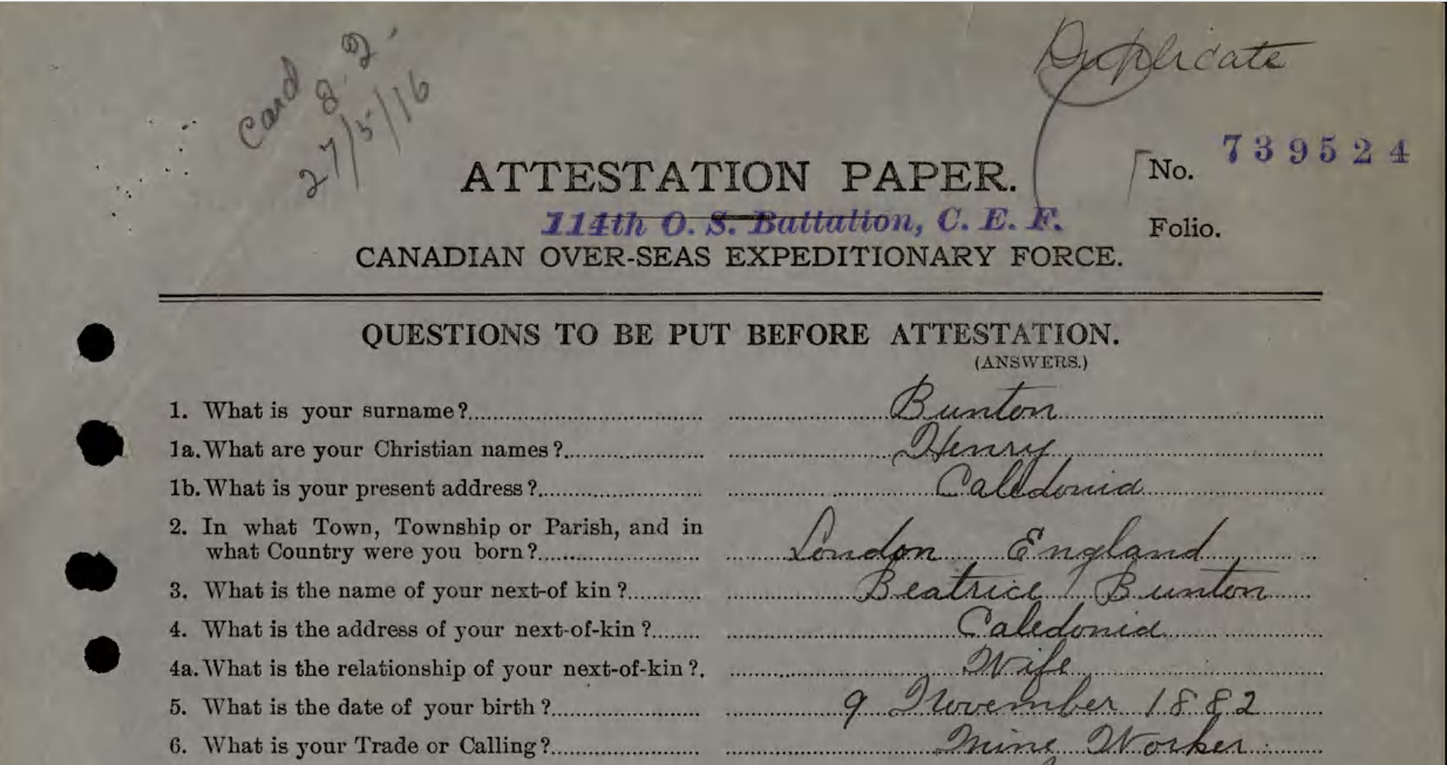 L/Cpl King William Henry James Bunton (No 739524 Royal Canadian ...
