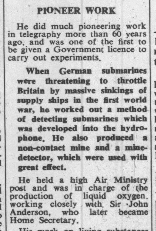 An inventor of hydrophones, non-contact mines, and a mine detector ...