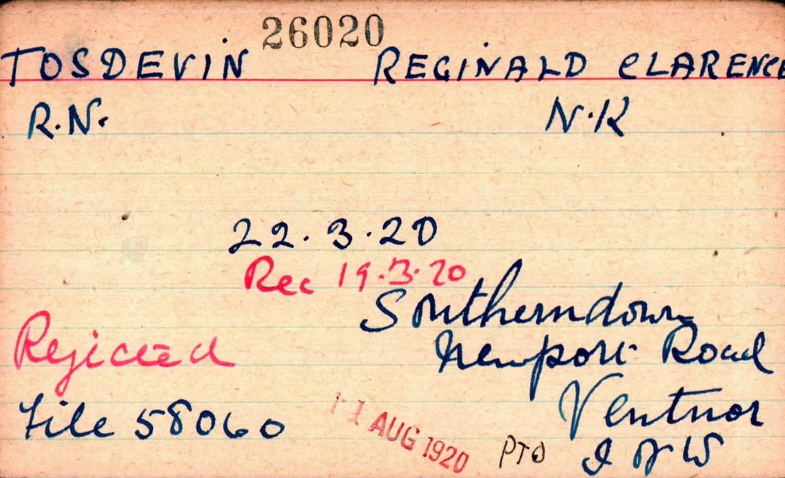 Who was Reginald C. Tosdevin, 9635 Hampshire Regiment - Soldiers and ...