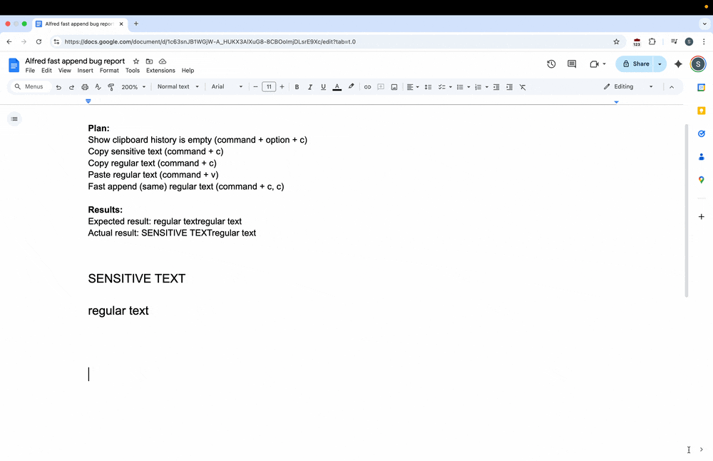 Help with fast append: it reveals previously copied text whenever same ...
