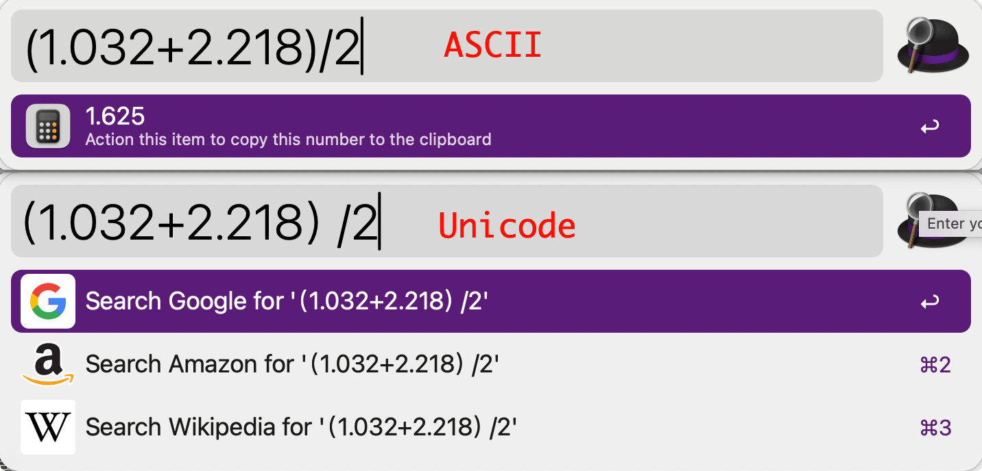 Can the built-in Calculator support Unicode parentheses（） in addition ...
