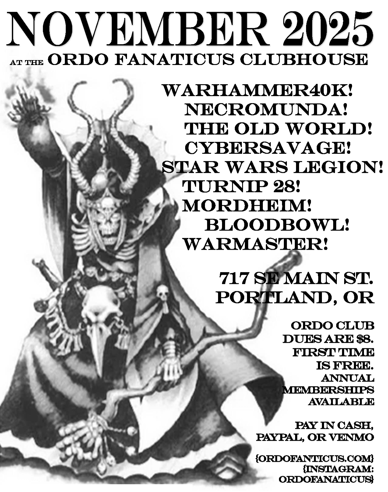 November 2025 at the Ordo Clubhouse - Game Night - Ordo Fanaticus