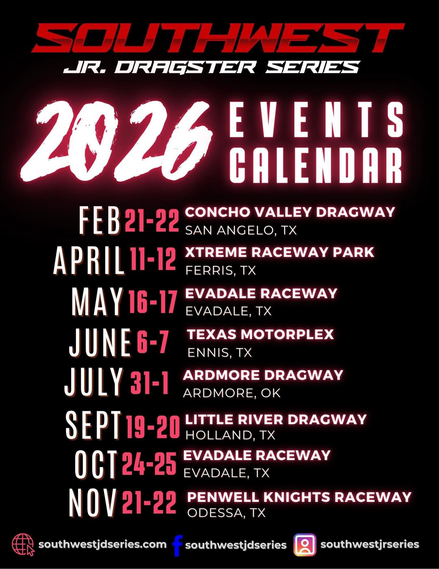Southwest Junior Dragster Series 2026 Schedule - 2026 Texas Tracks and ...