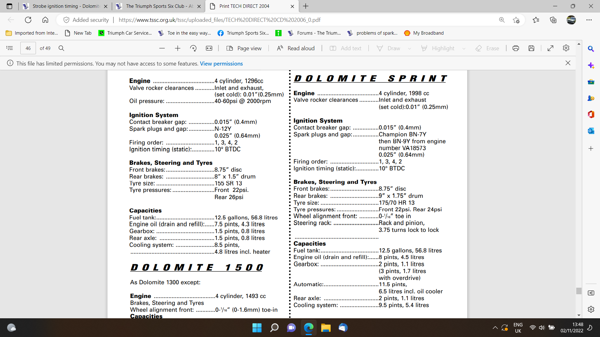 Strobe ignition timing - Dolomite 1500 TC - Engine - The Triumph Sports ...