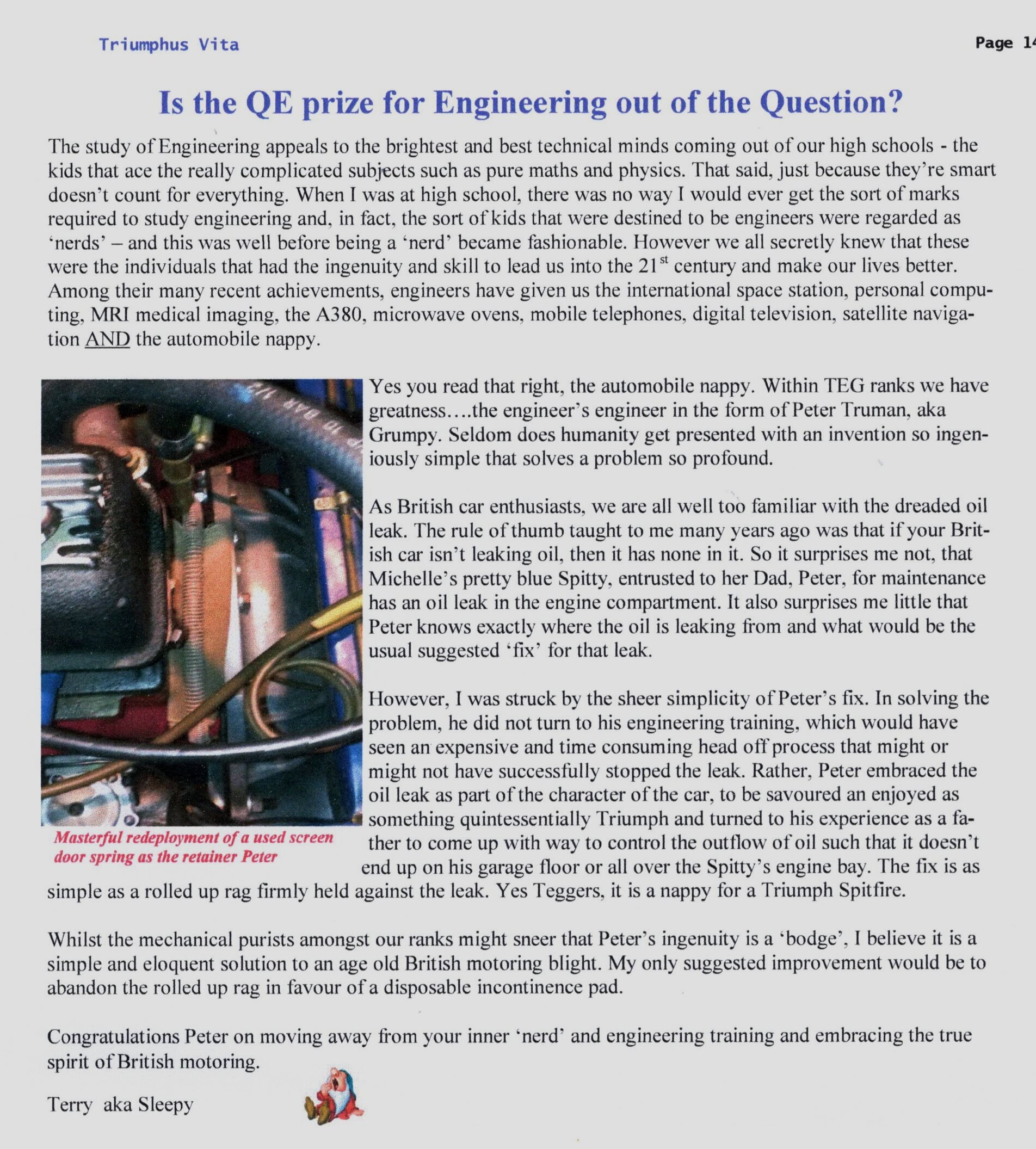 Slight oil leak while running in - Engine - The Triumph Sports Six Club ...