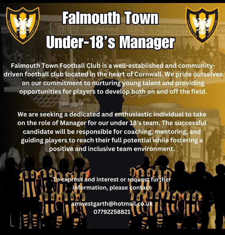 Falmouth Town U-18 manager advert - Announcements - Cornwall Football Forum