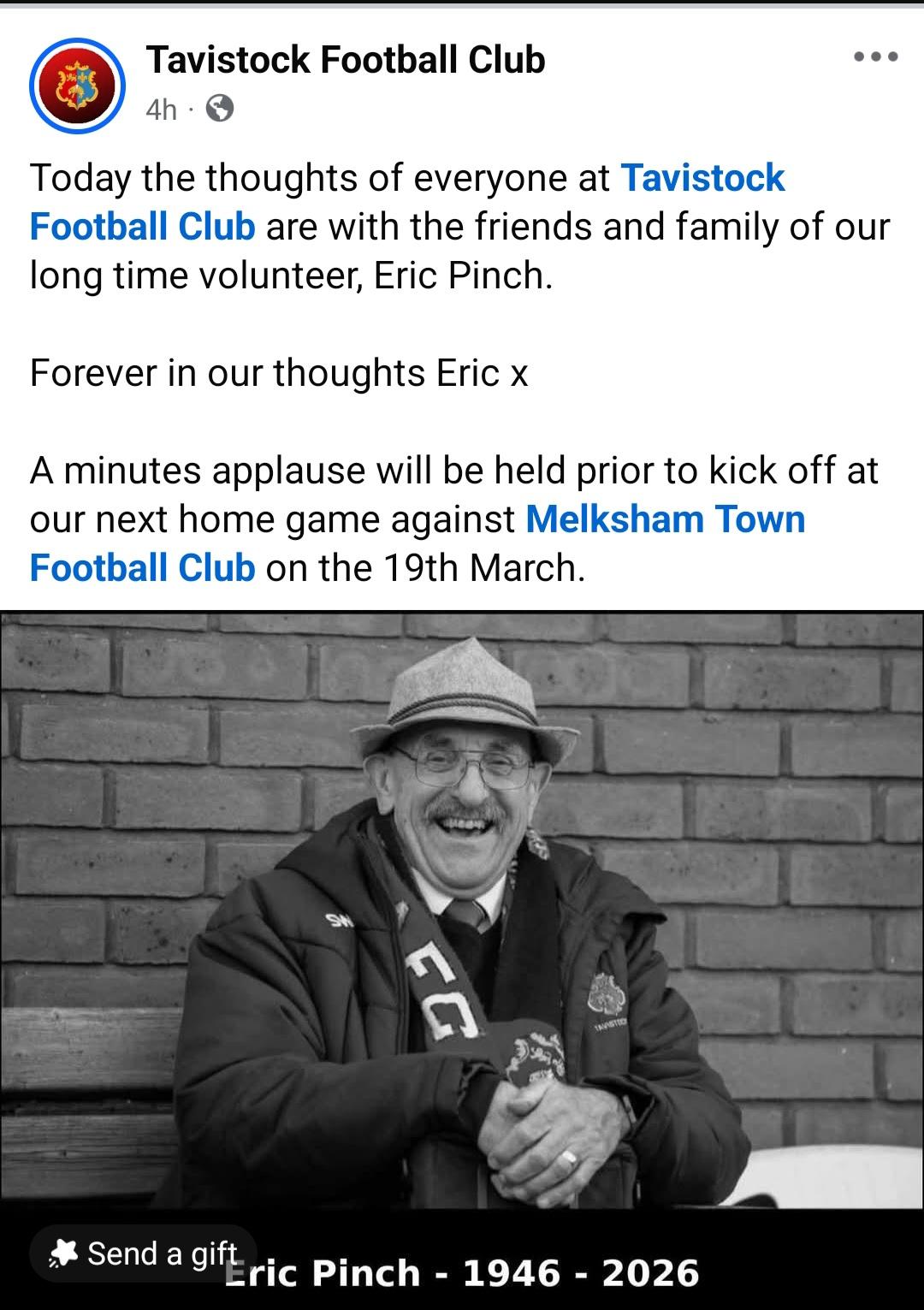 Sad news from Tavistock. RIP Eric Pinch - The Pitching In Southern ...
