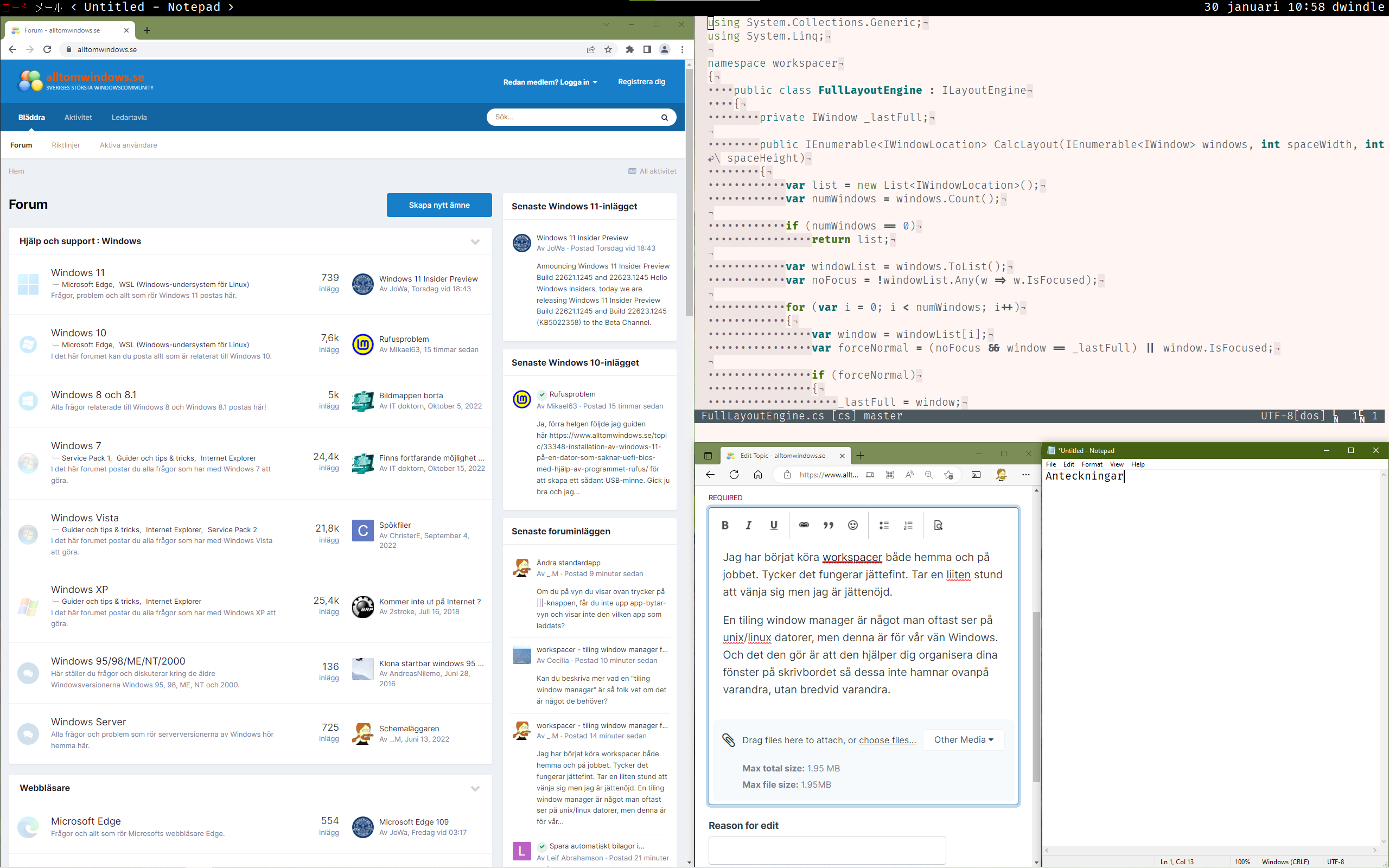 Workspacer [tiling window manager] - Programtips - alltomwindows.se