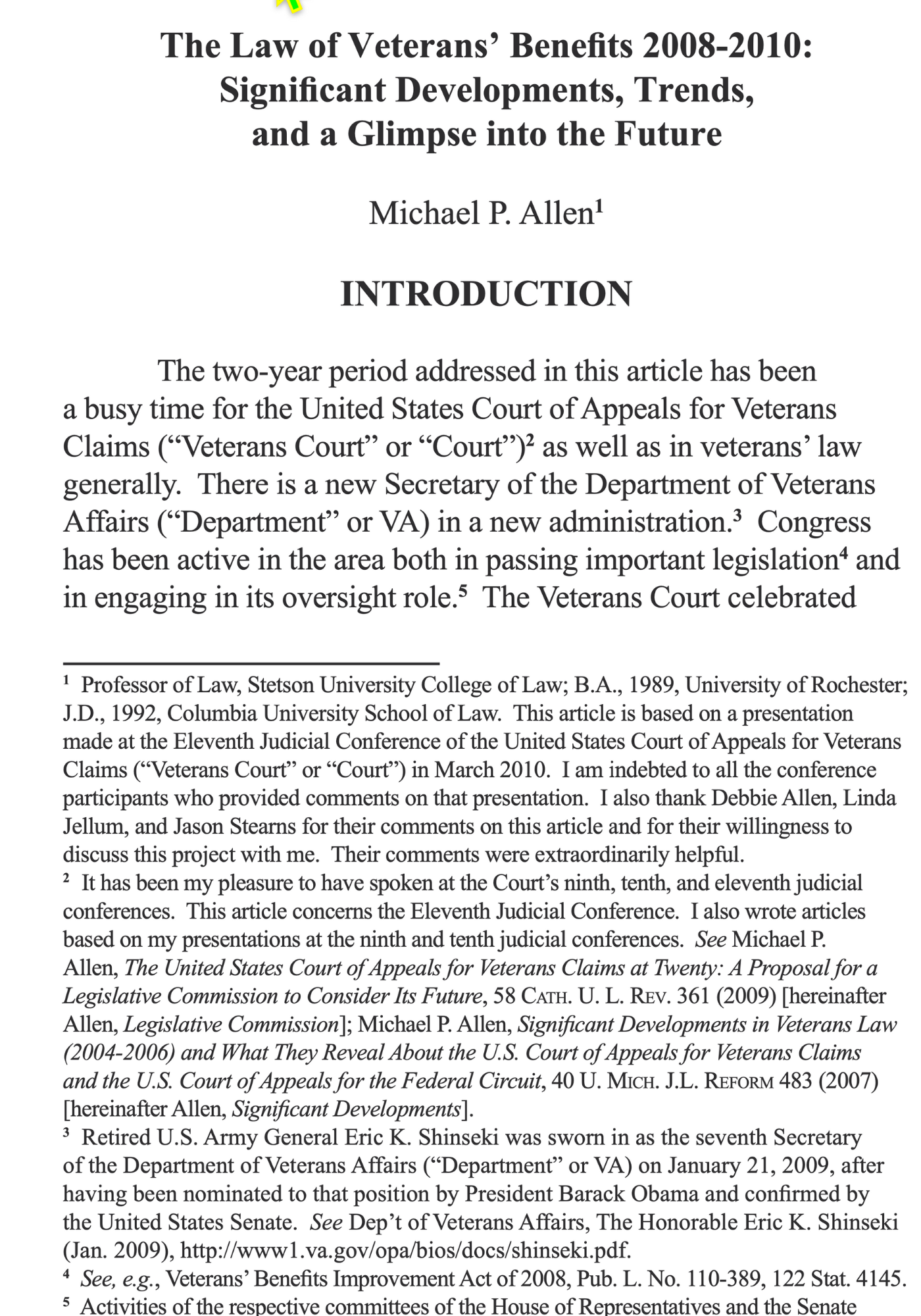 The Law of Veterans Benefits 2008 - 2010 - VA Claims and Benefits ...