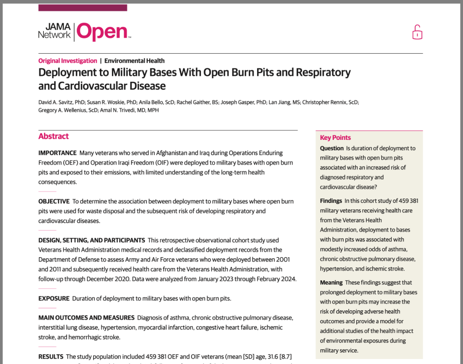 Deployment to Military Bases With Open Burn Pits/Respiratory and ...