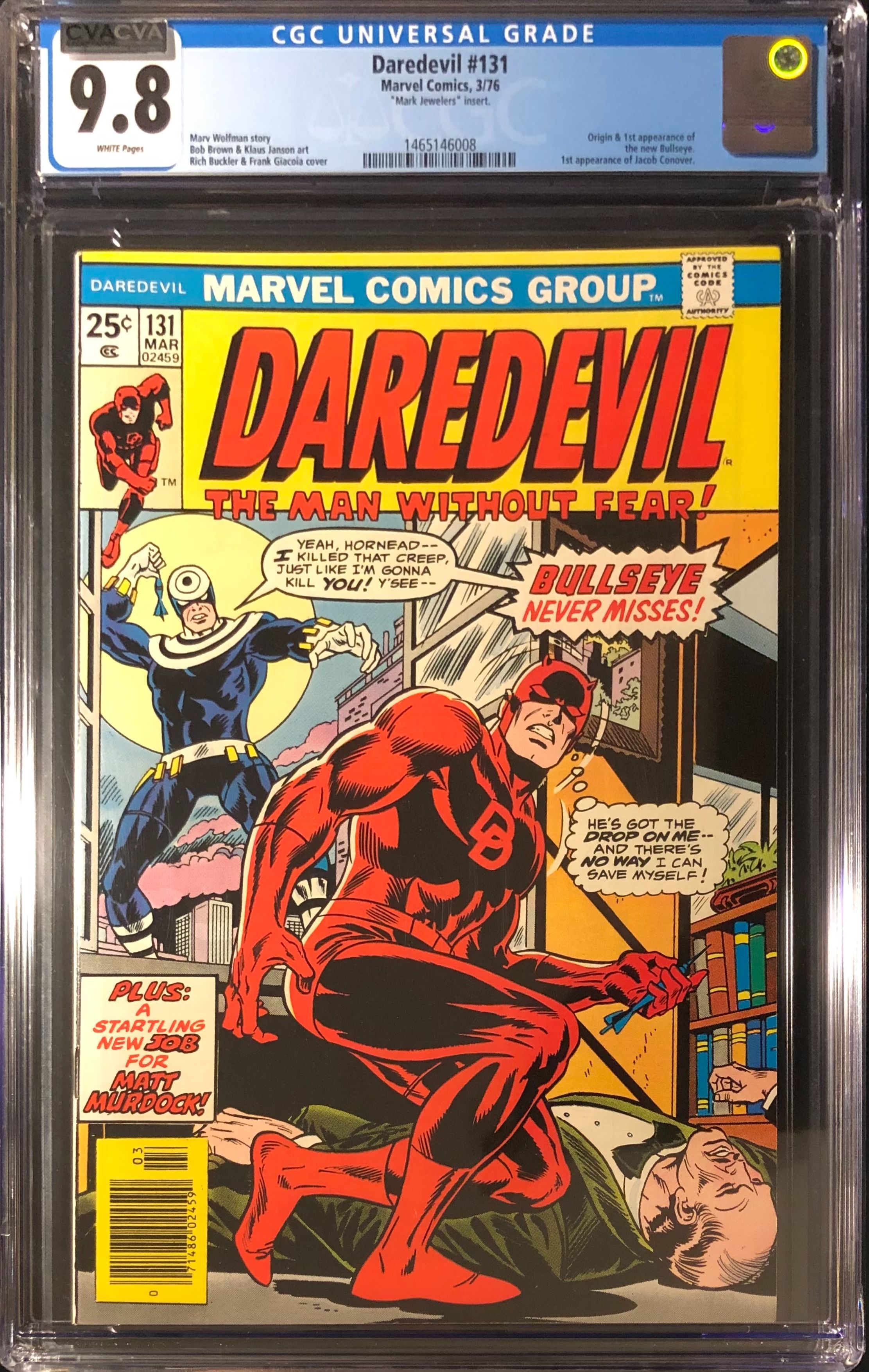 Daredevil #131 "Mark Jewelers" Insert CGC 9.8 WP + CVA Exceptional ...