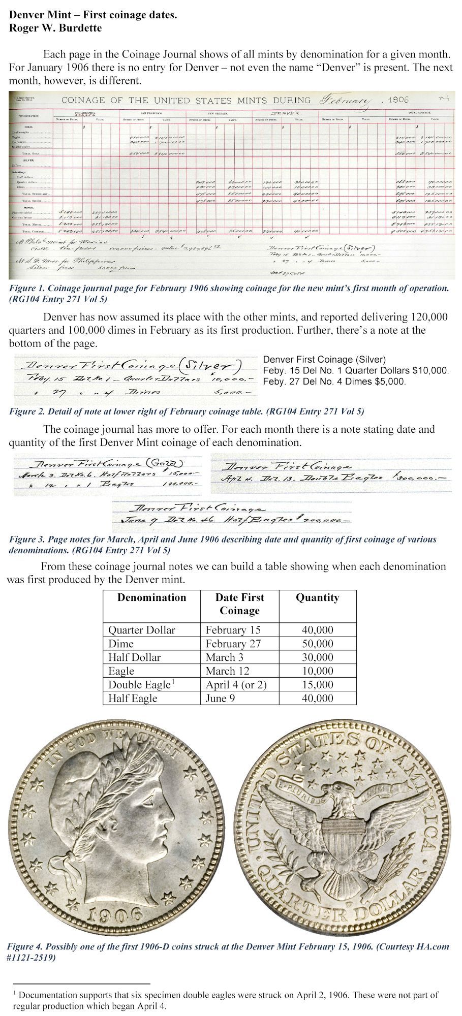First coinage at Denver Mint 1906 - US, World, and Ancient Coins - NGC ...