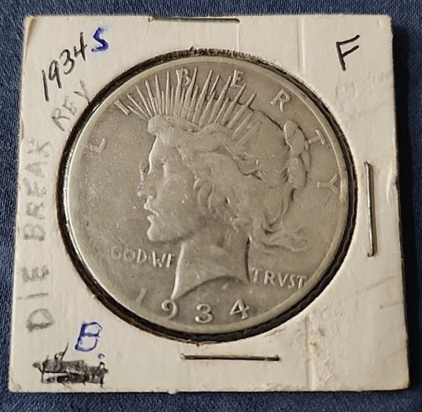 1934-S Peace Dollar with Die Break Value - Newbie Coin Collecting ...