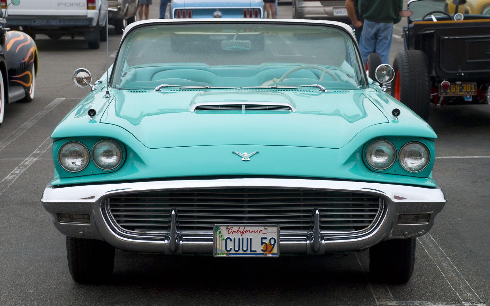 1959 Ford Thunderbird convertible with top down - turquoise - front ...