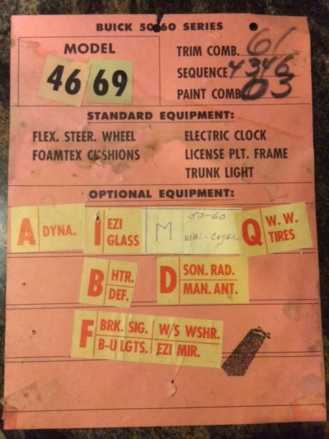 Buick build sheet for 1954 Century - Buick - General - Antique ...
