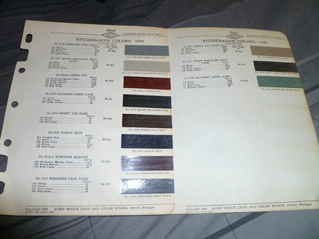 1946 Studebaker Paint Chips - Studebaker, Erskine & Rockne - Antique ...