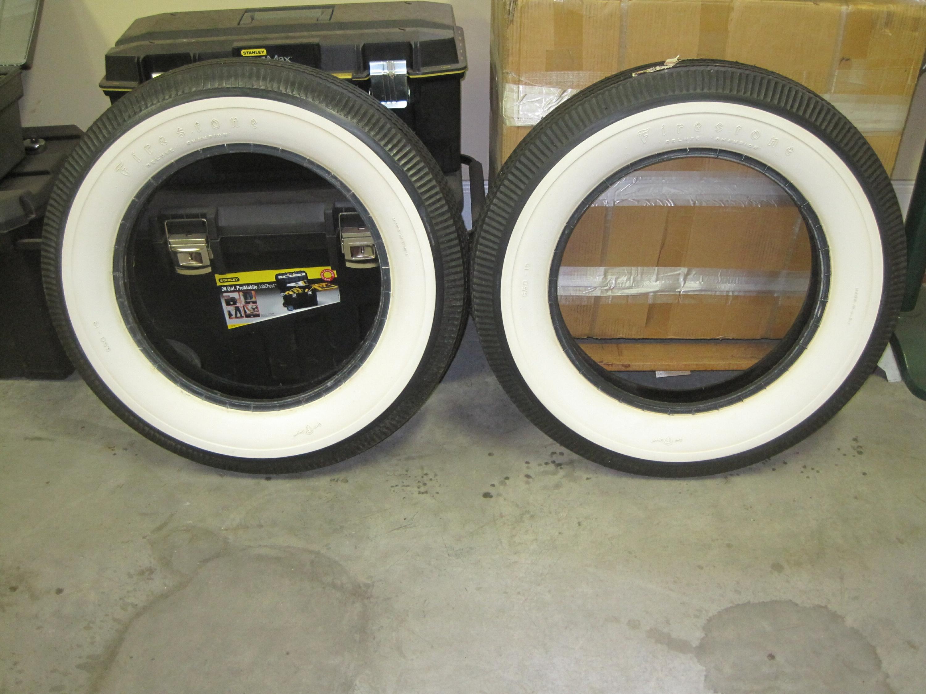 650-19 Firestone 3 1/2" Wide Whitewall Tires - 1 pair, 1930 1931 Buick ...