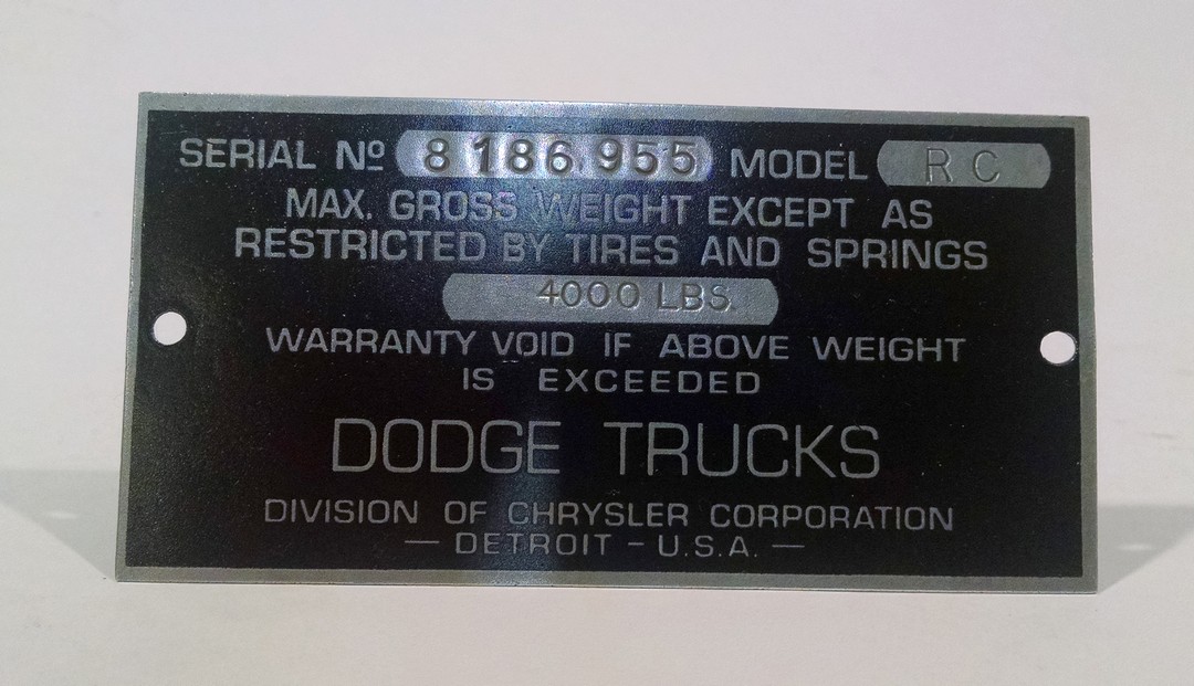 37 starter, generator, distributor data plates - Dodge Trucks - Antique ...