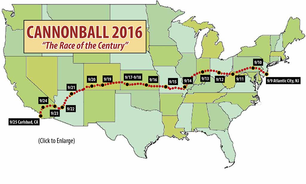 Cannonball Run Route