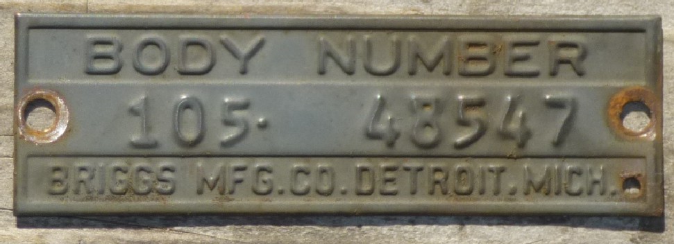 Briggs Body Tag - What is it? - Antique Automobile Club of America ...
