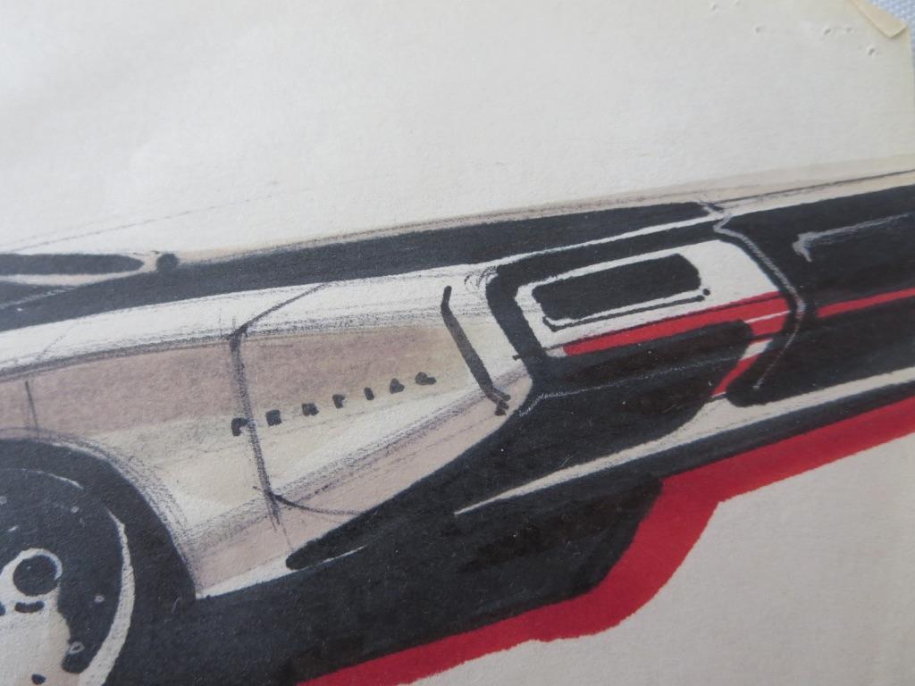 1968 Pontiac Design Studio Concept Art Sketch - RARE - Parts For Sale ...