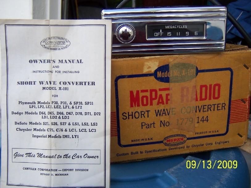 Mopar X-101 short wave radio converter WTB - Chrysler Automobiles and ...
