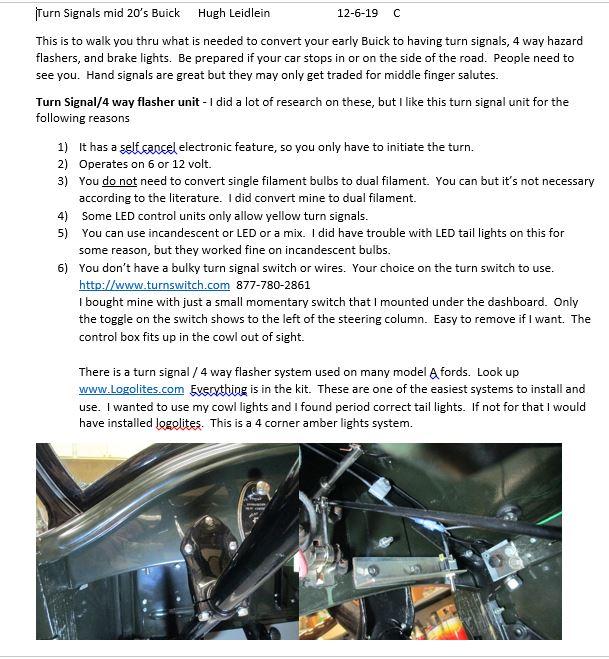 Turn signal addition - Buick - Pre War - Antique Automobile Club of ...
