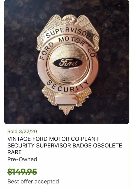 Fake Ford plant badges continue to haunt internet markets and auctions ...