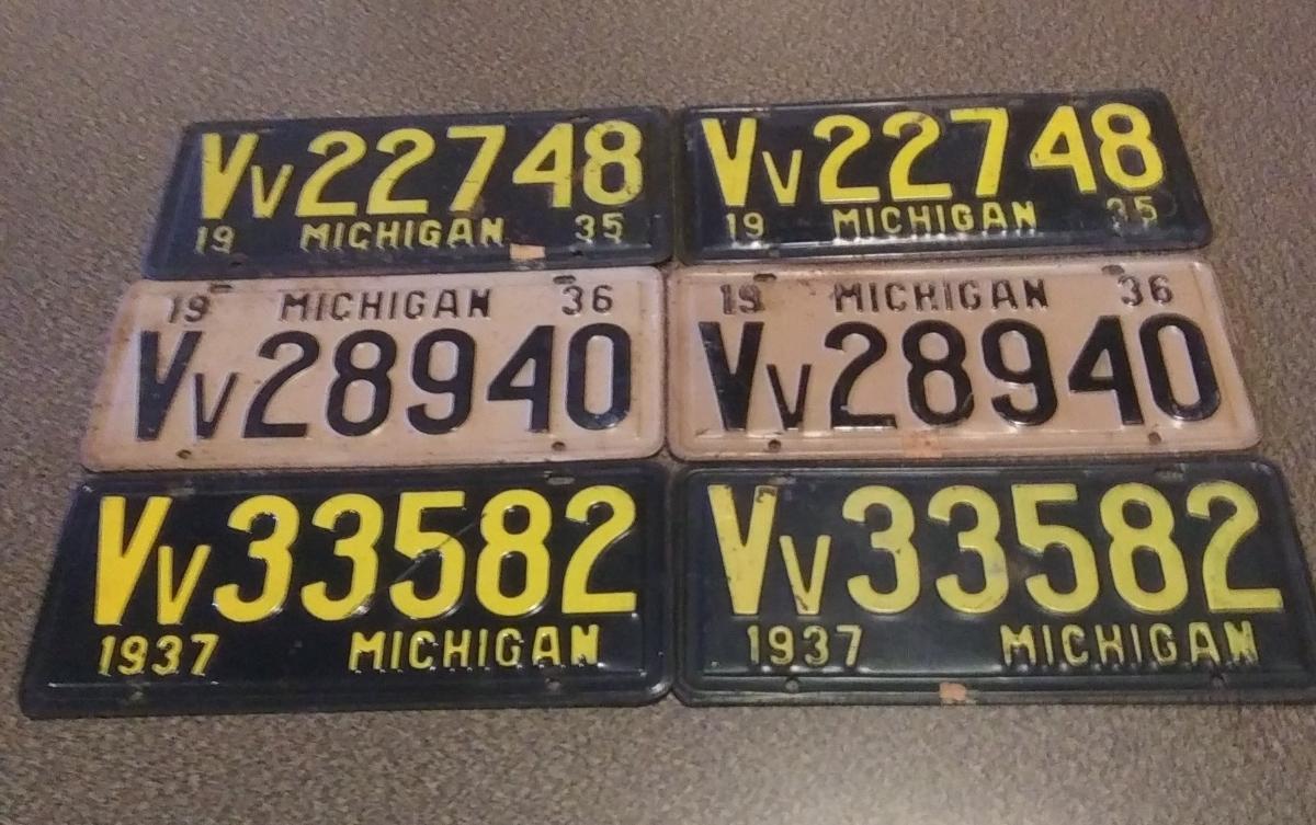 SOLD: Three Matched Pairs of Scarce 1935, 1936, and 1937 Michigan ...