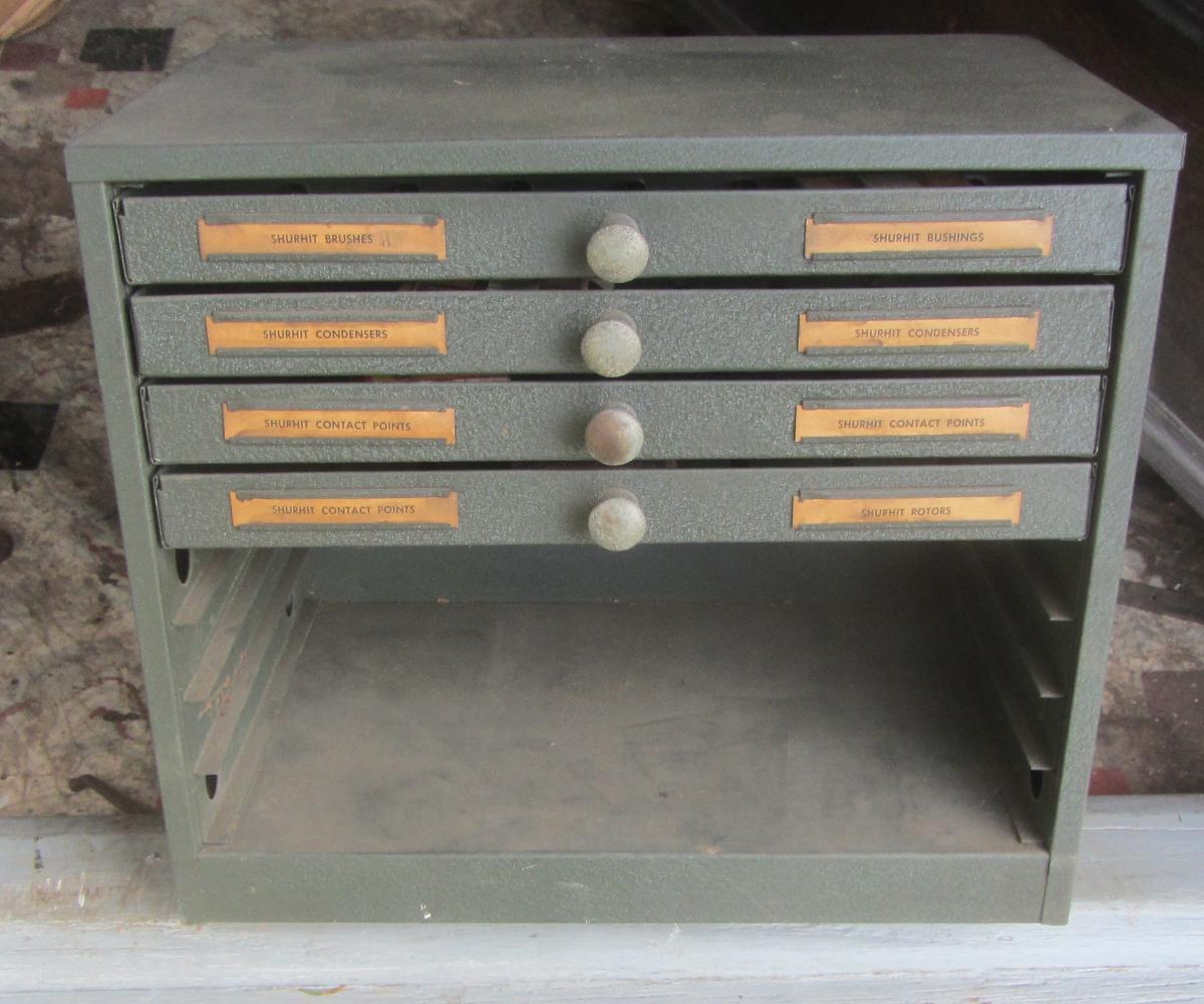 1930's Shurhit Ignition Parts Cabinet - Parts For Sale - Antique ...