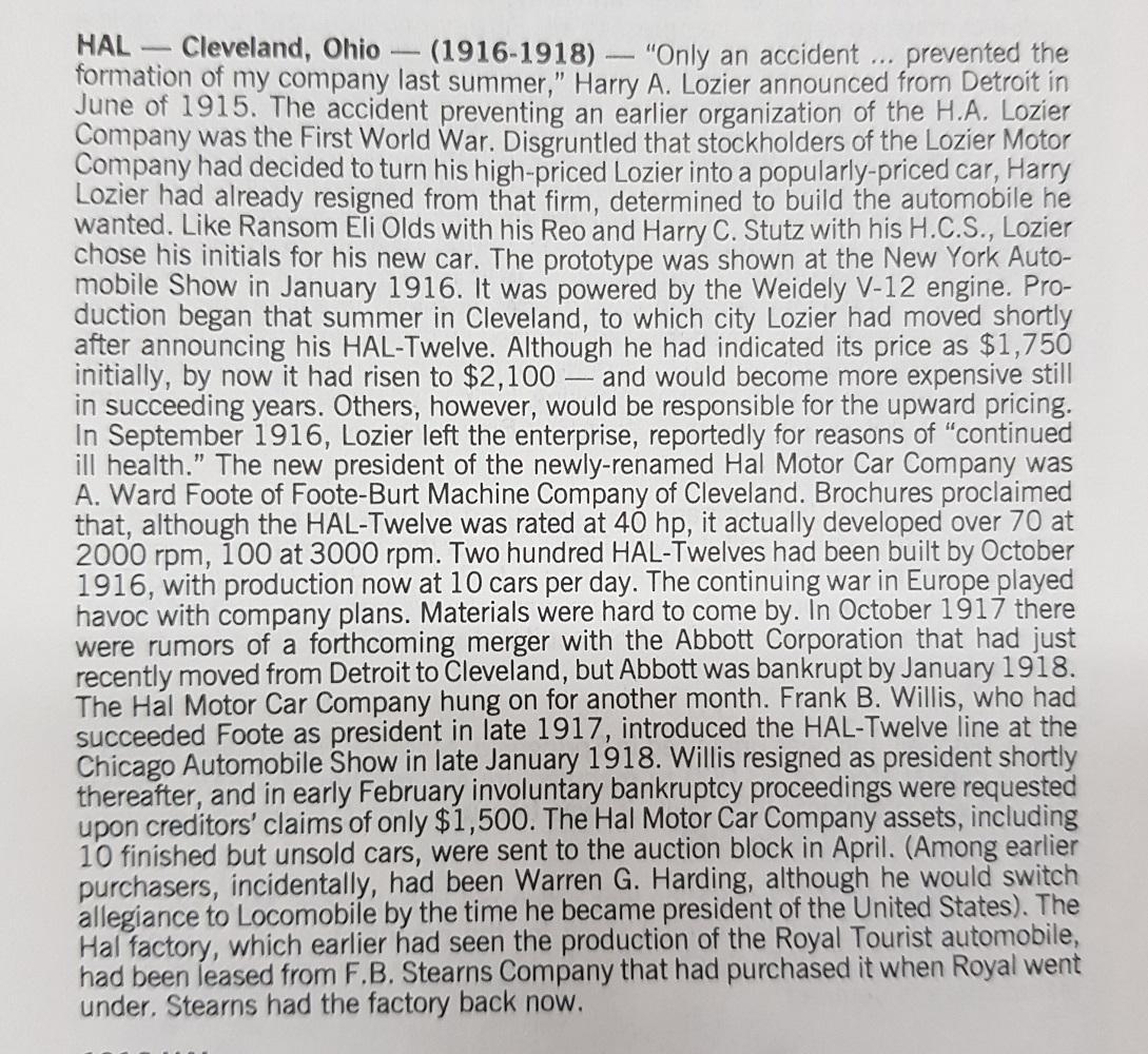 1918 HAL Twelve - CCCA - General - Antique Automobile Club of America ...