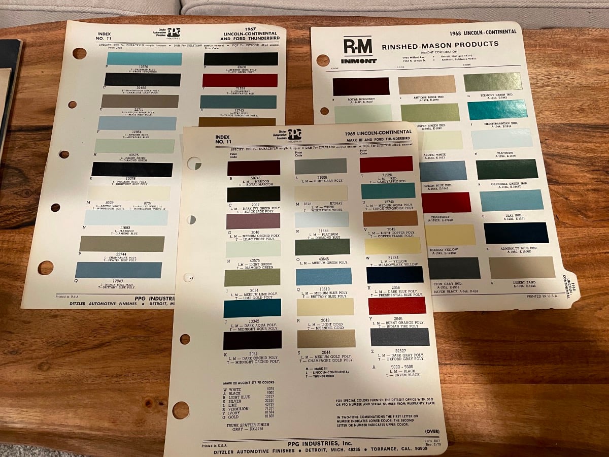 paint chip charts original. from 1938-2000. all makes and models ...