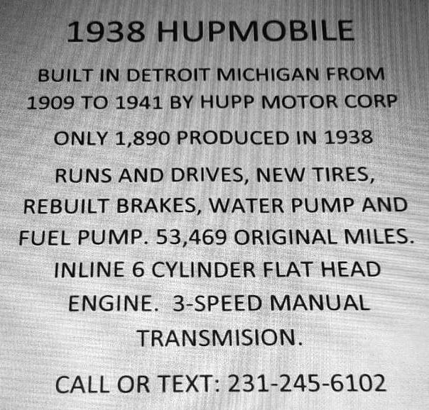 For Sale: 1938 Hupmobile Six Model E 4dr Sedan, 1,890 built, Project ...