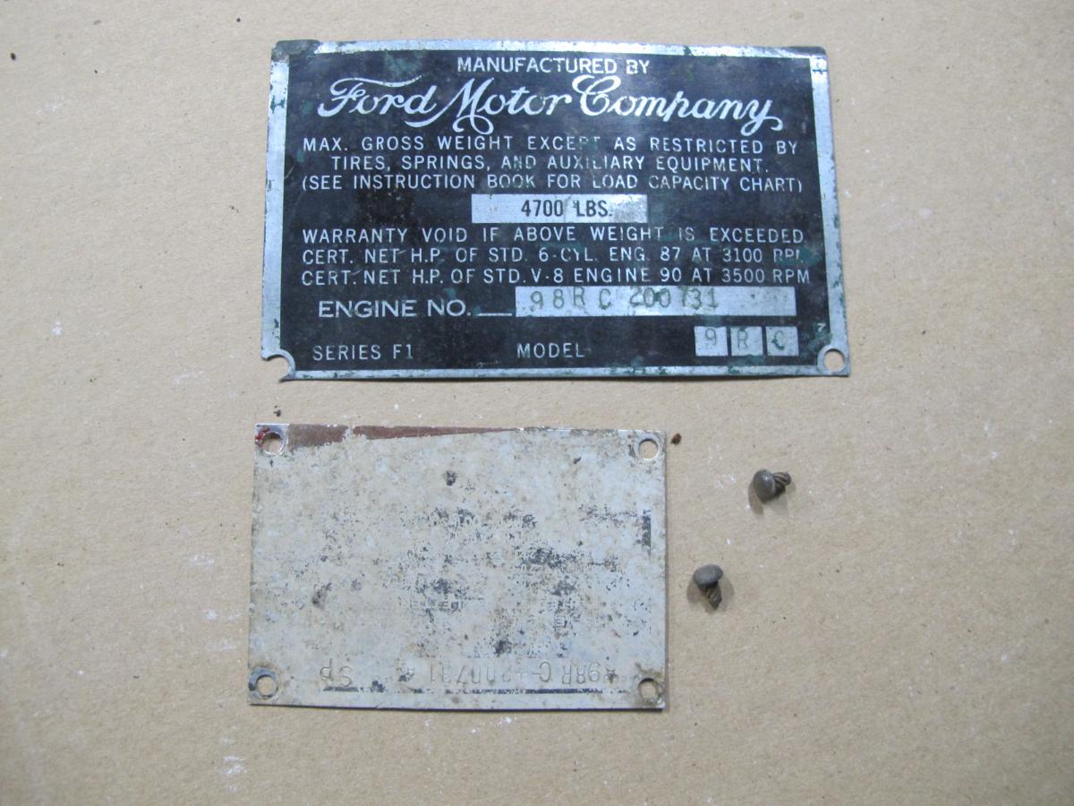 How can I get VIN tags restored? 1949 Ford F-1 - Technical - Antique ...