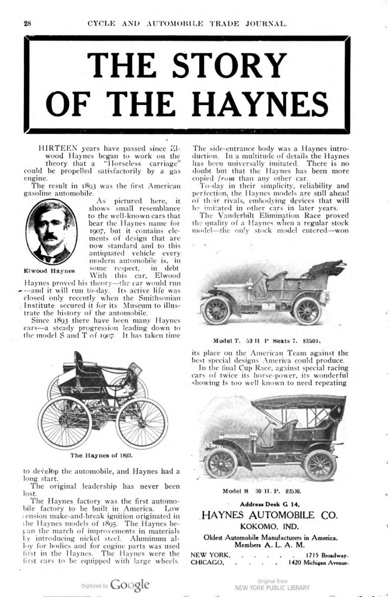 1908 Haynes info wanted - HCCA General Discussion - Antique Automobile ...