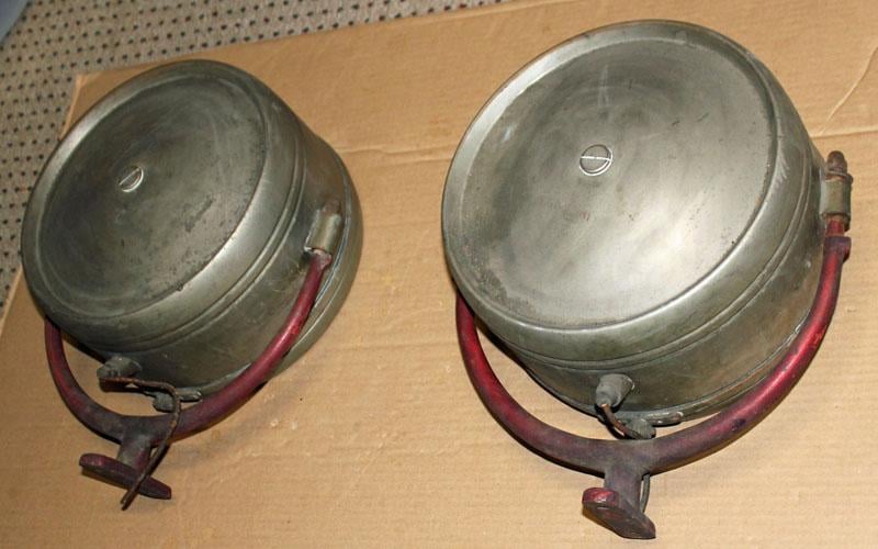 Large drum style headlights nickel plated. From a fire truck, big car ...
