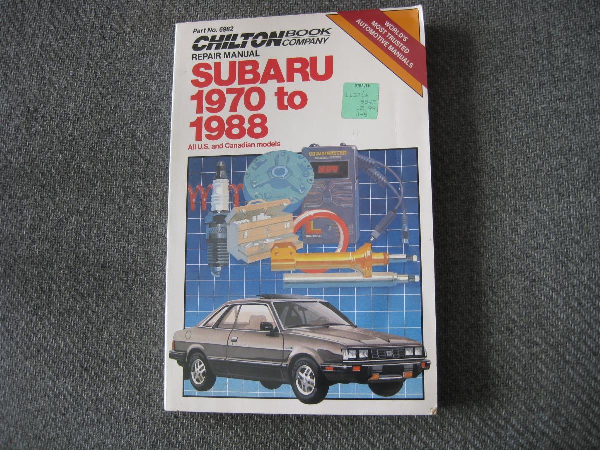 FS: Subaru Repair Manual by Chilton covers 1970-1988 - Parts For Sale ...