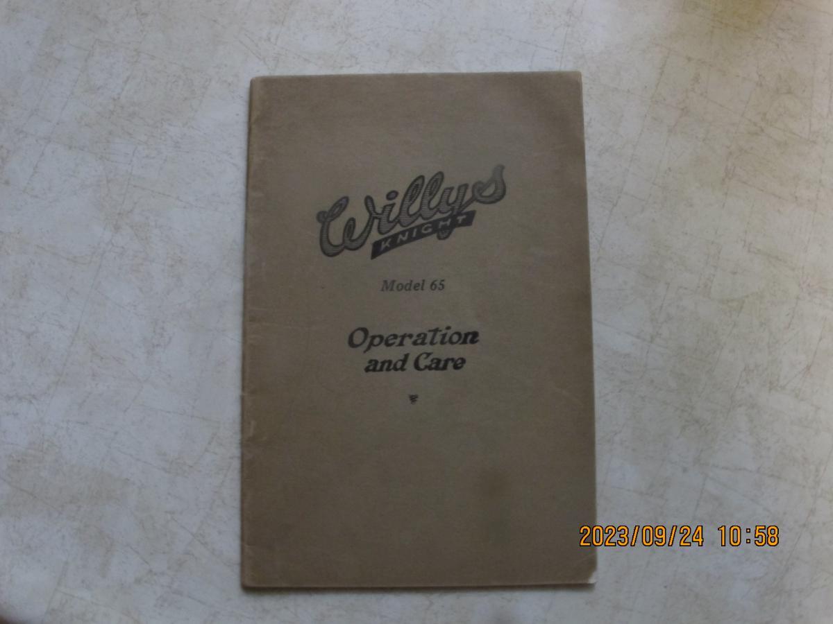 Willys-Knight Model 65 owners manual - Willys, Overland, Whippet ...
