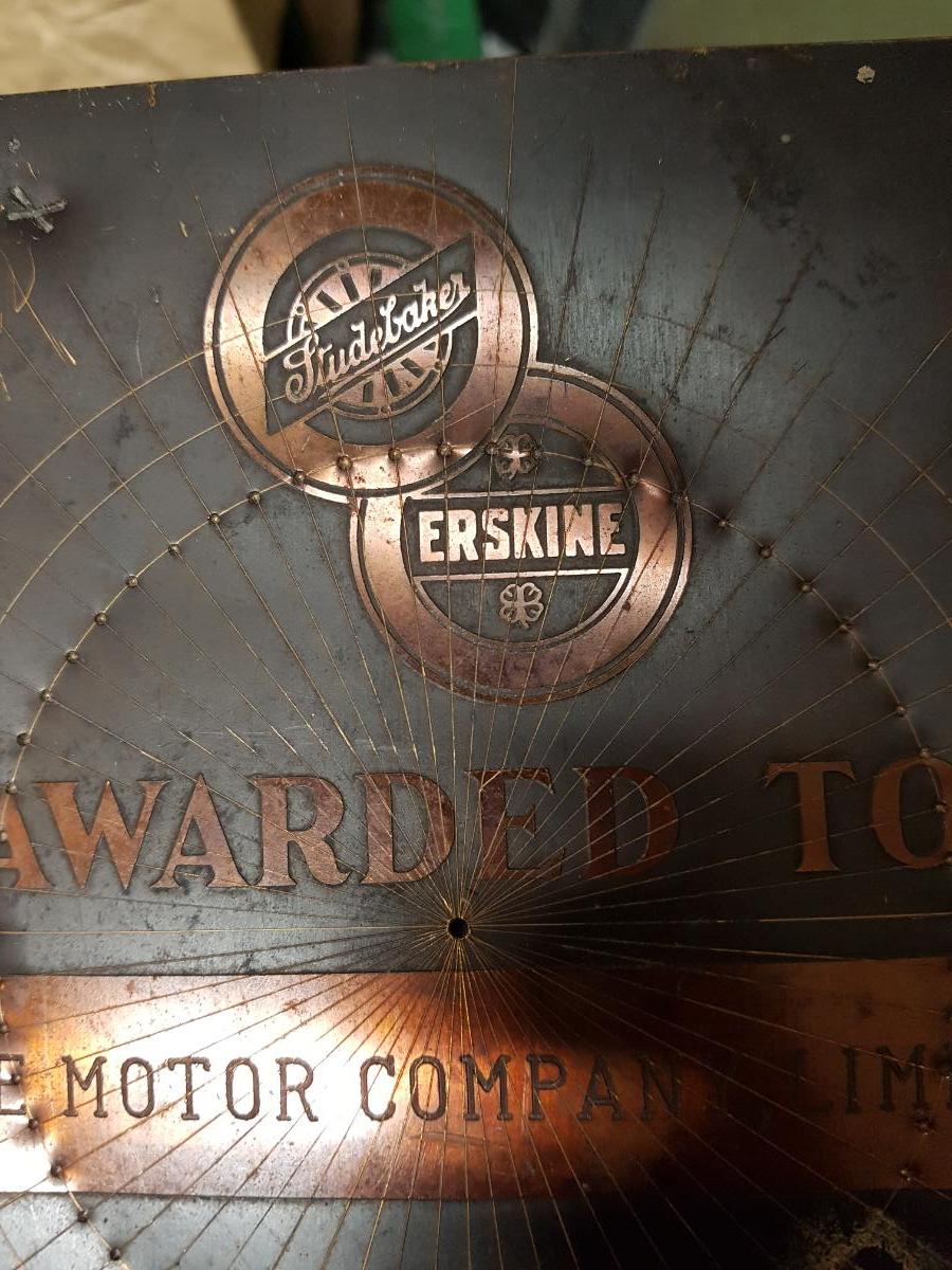 Studebaker Erskine brass Canadian plaque - Printed Material ...