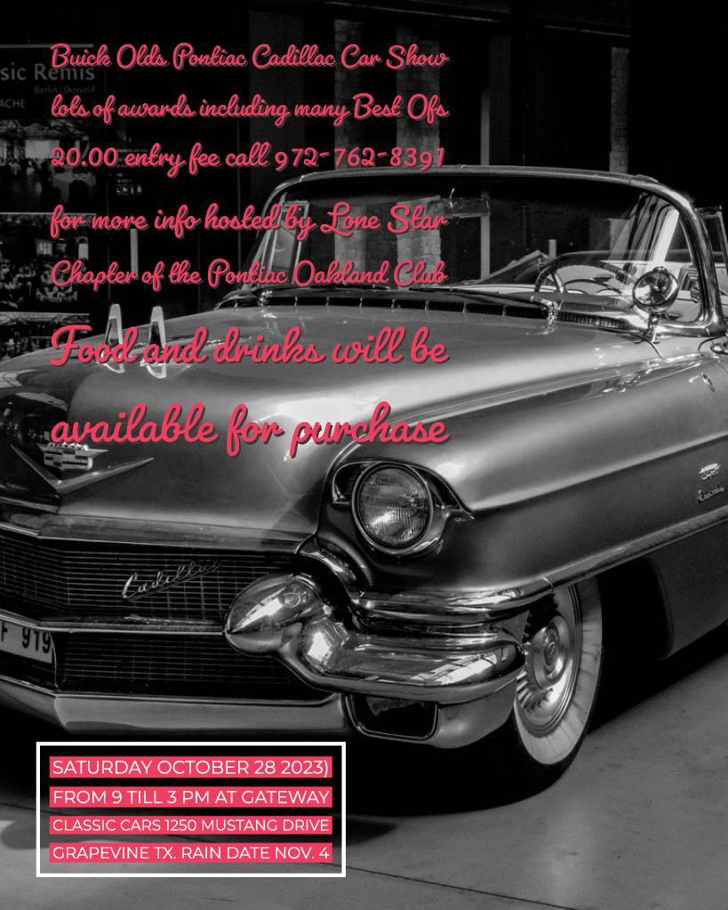 Less than two weeks to go for our Buick Olds, Pontiac ,Cadillac show ...