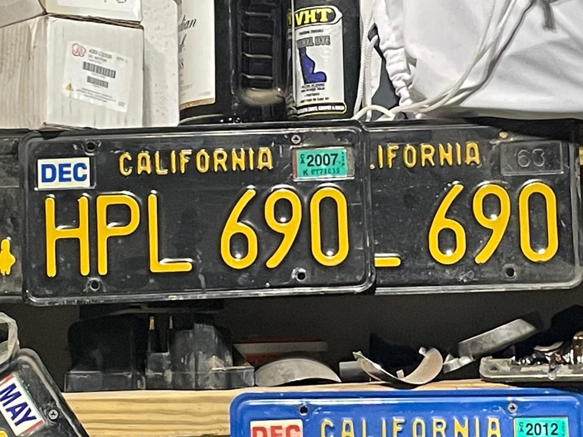 For sale 1963 true original matching sets California plate ...