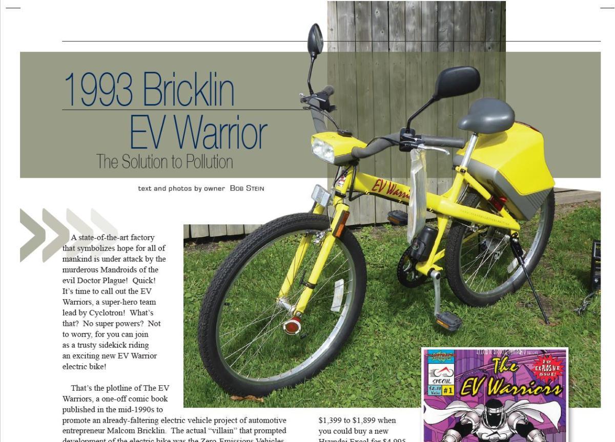 FOR SALE - 1993 Bricklin EV Warrior electric moped/bicycle (Senior ...