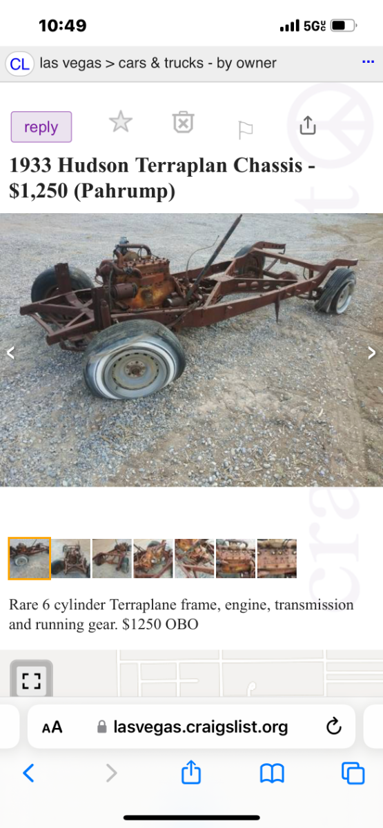 1933 Terraplane chassis, not mine. - Parts For Sale - Antique ...