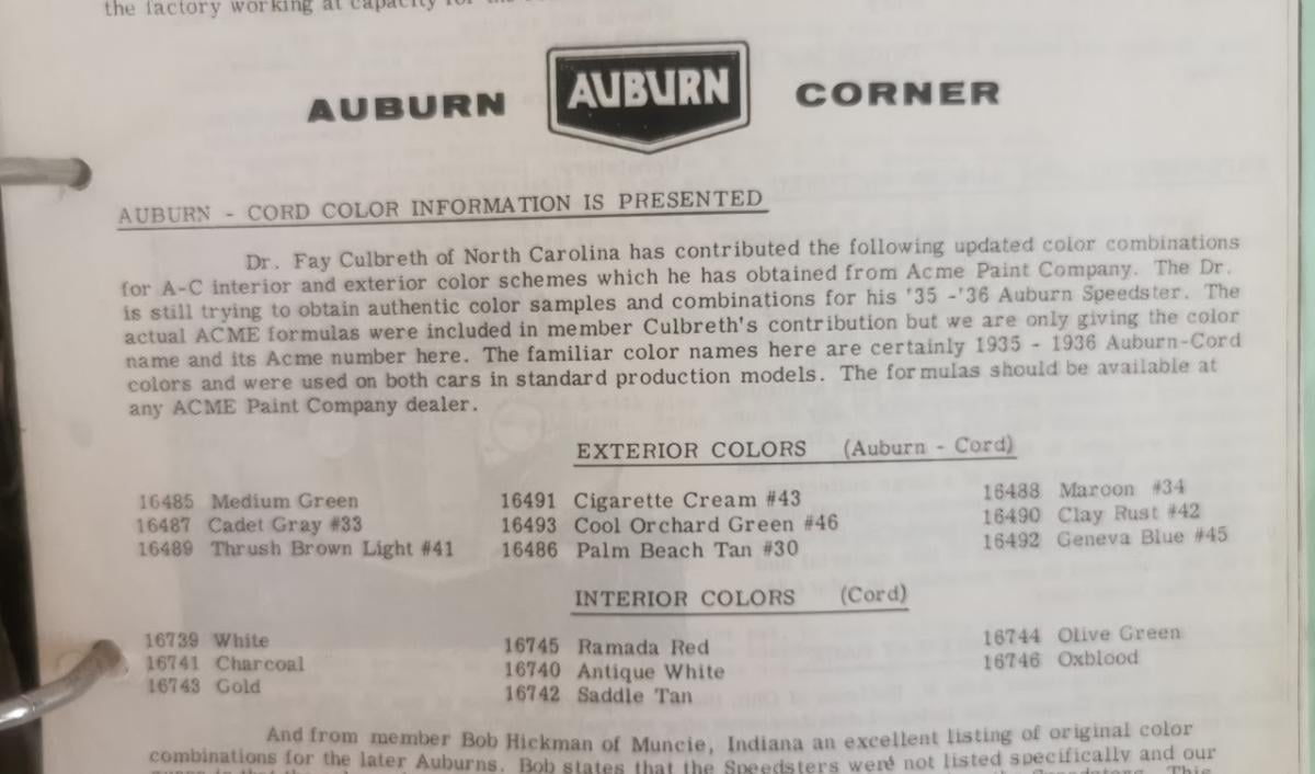 1936 Cord 810 Paint color - Technical - Antique Automobile Club of ...
