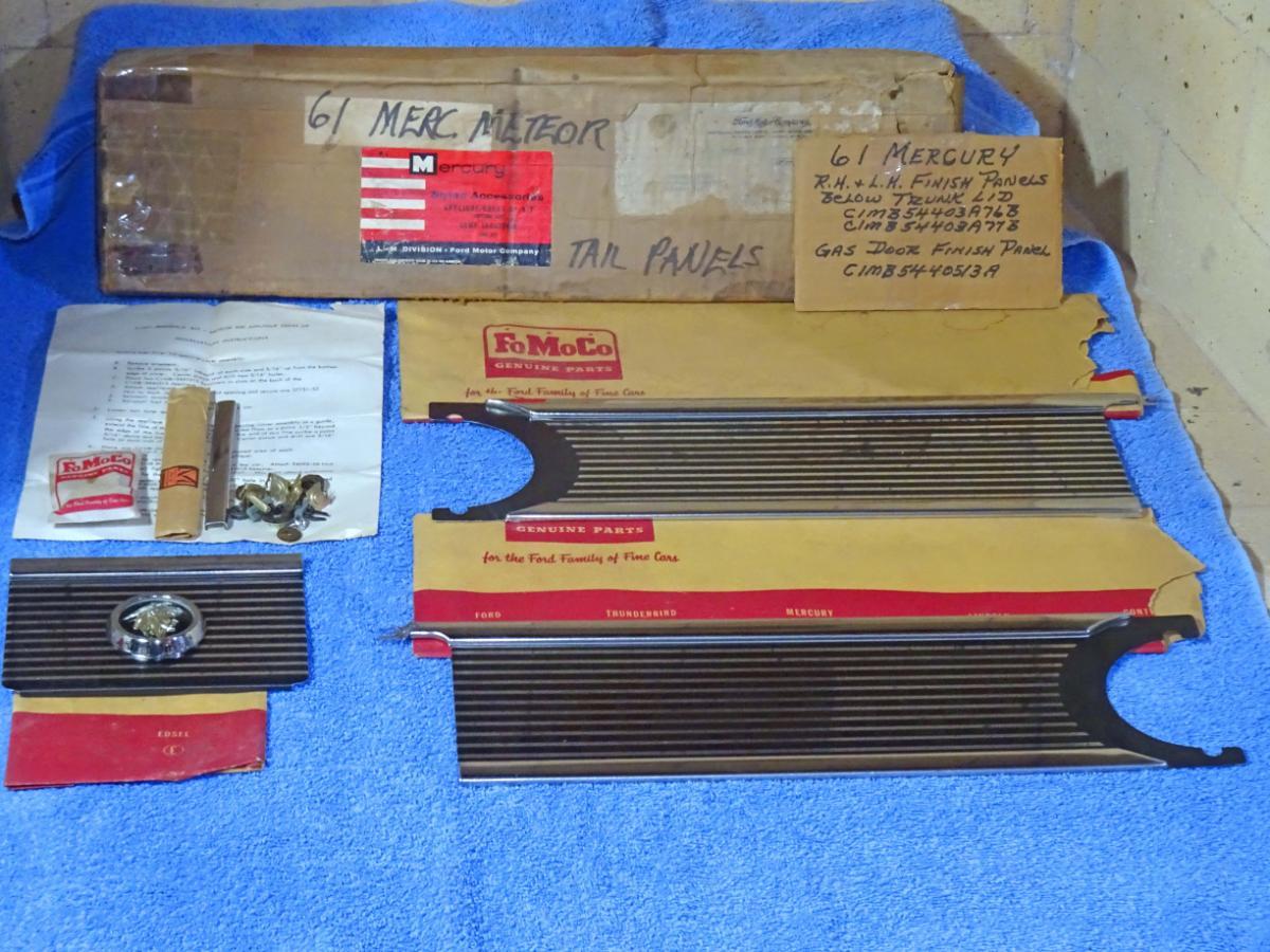 1961 Mercury Meteor Below Trunk Lid Rear Finish Panels Kit NOS - Ford ...