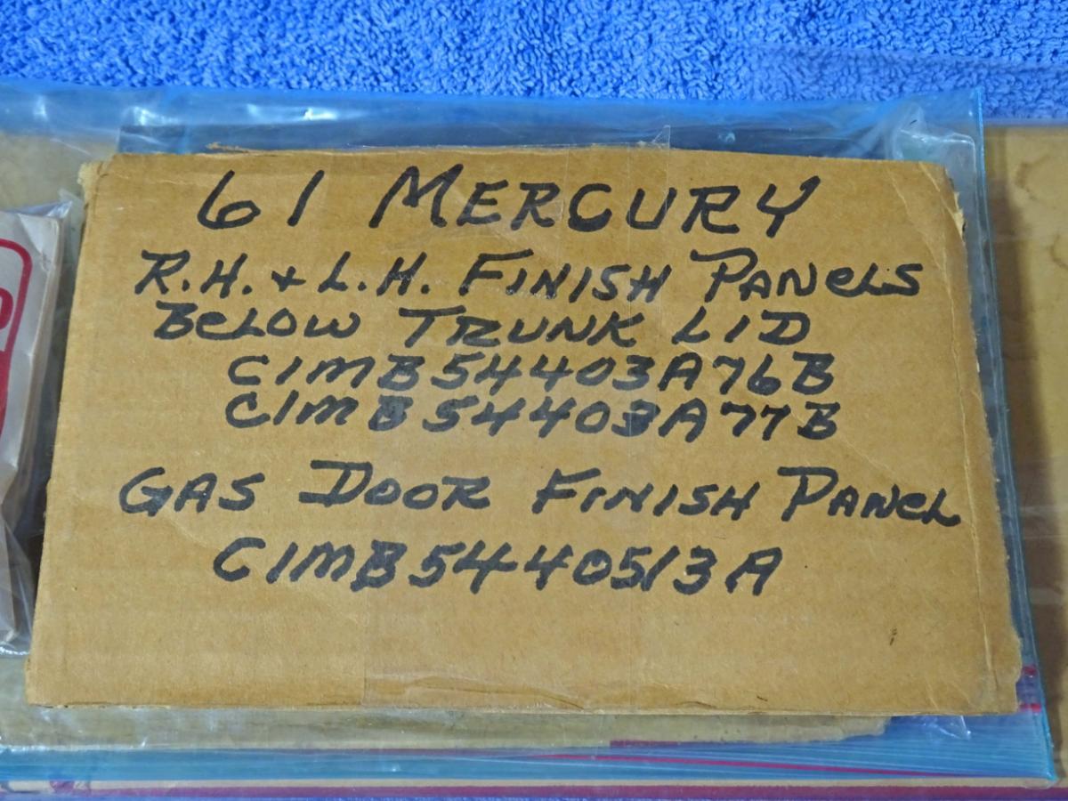 1961 Mercury Meteor Below Trunk Lid Rear Finish Panels Kit NOS - Ford ...