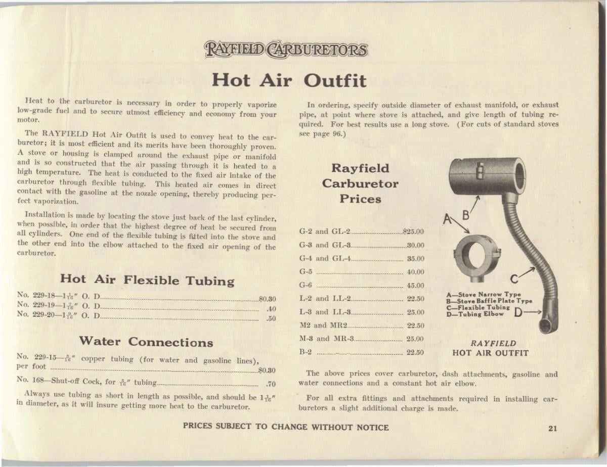 Rayfield model G carburetor - Technical - Antique Automobile Club of ...