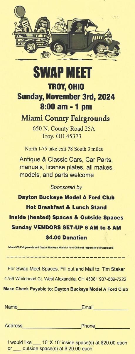Reminder: Dayton Buckeye Model A Ford Club Swap Meet is this Sunday ...