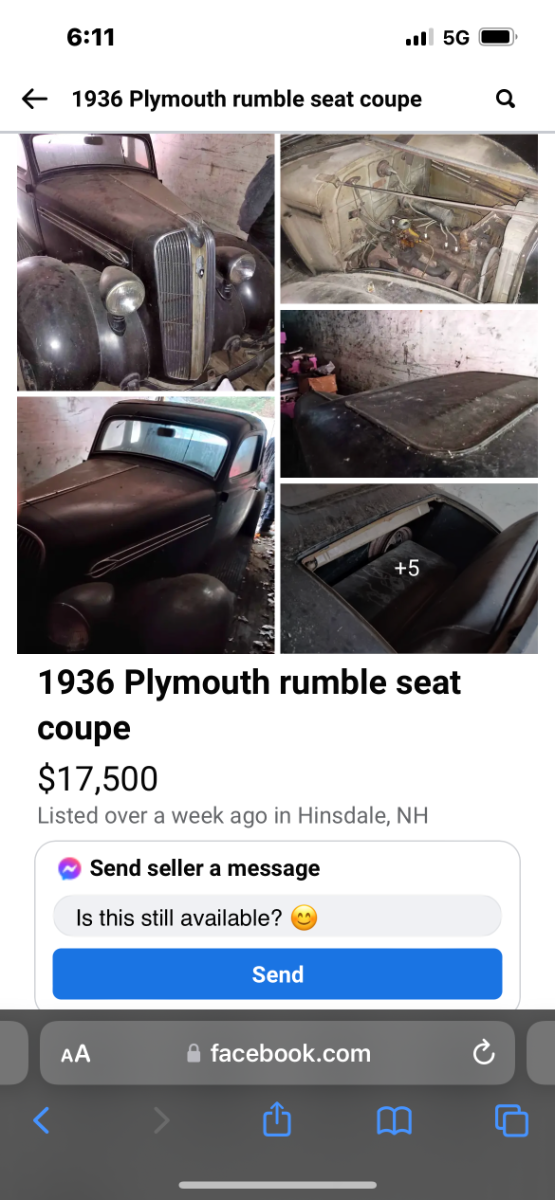 1936 Plymouth rumble seat coupe, not mine. - "Not Mine" Automobiles For ...